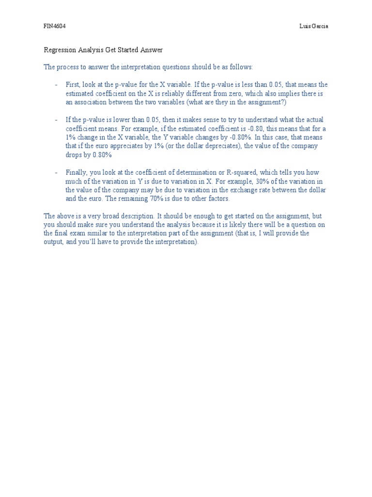 Regression Analysis Get Started Answer-1 | PDF