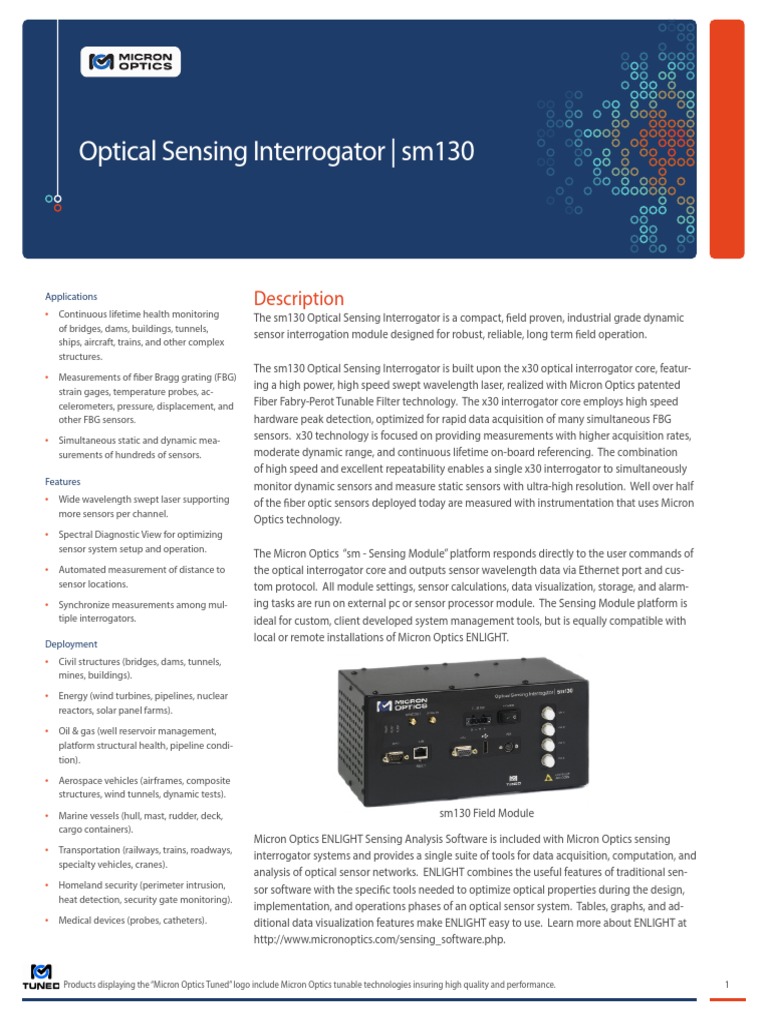 Micron Optics sm130 | PDF | Sensor | Optical Fiber