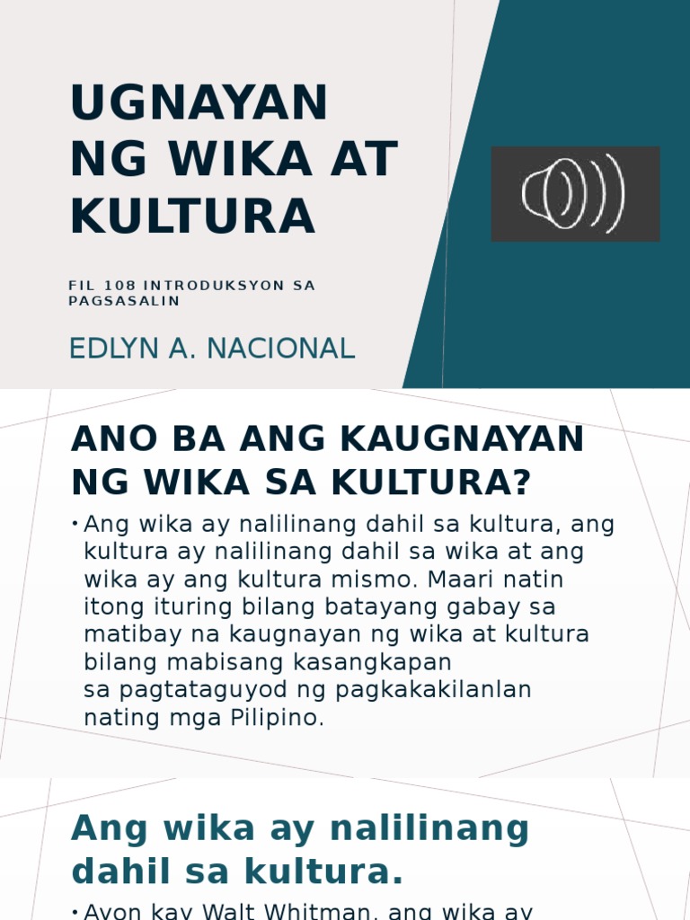 FIL 108 Ugnayan NG Wika at Kultura Sa Usaping Pagsasalin | PDF