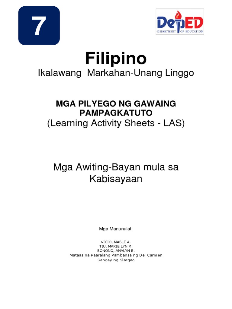 Fil7 Q2 Week1 Finalversion | PDF