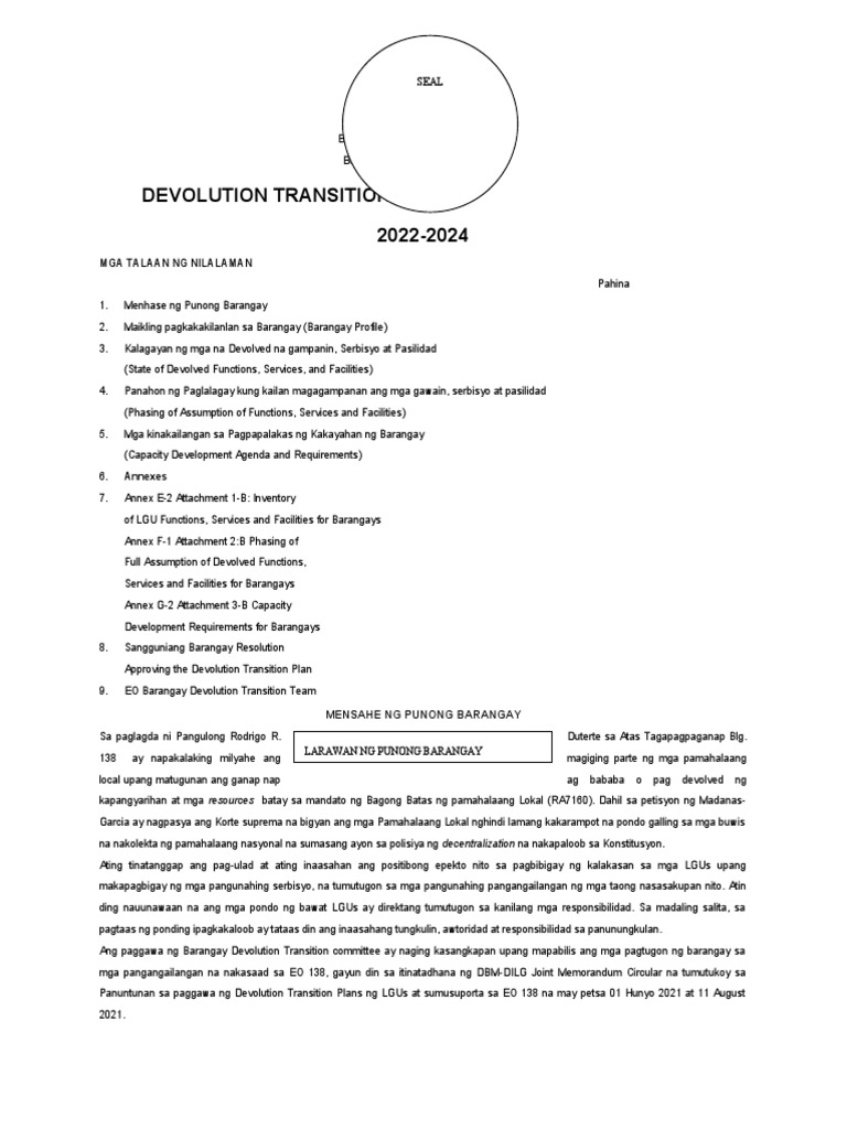 Devolution Narrative Report | PDF