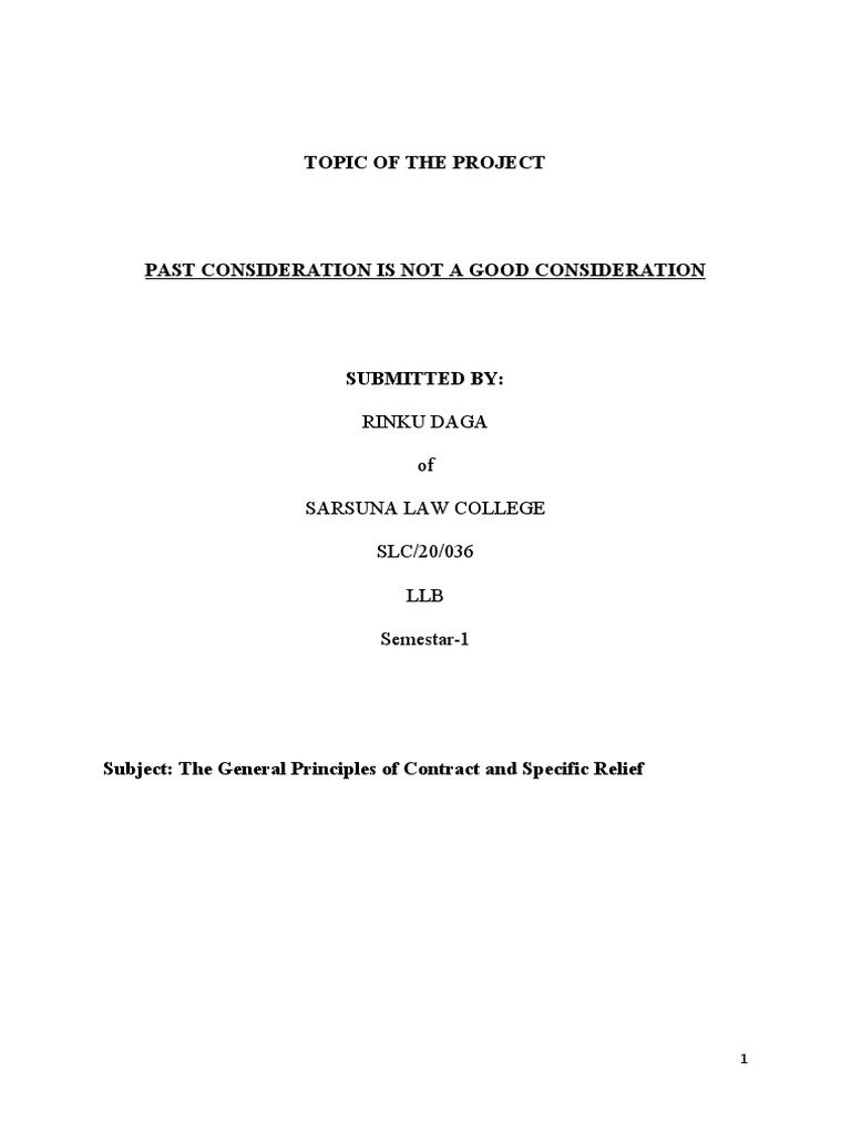 Topic of The Project: Rinku Daga of Sarsuna Law College SLC/20/036 LLB ...