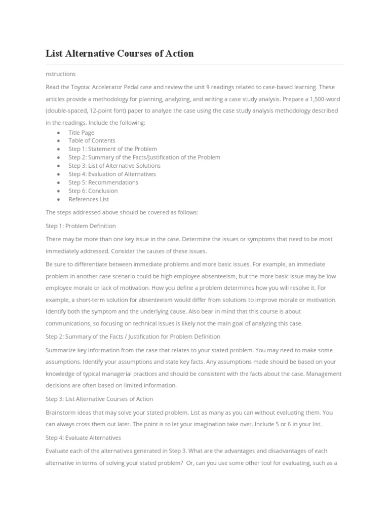 Analyzing Alternative Courses of Action | PDF | Evaluation | Brainstorming