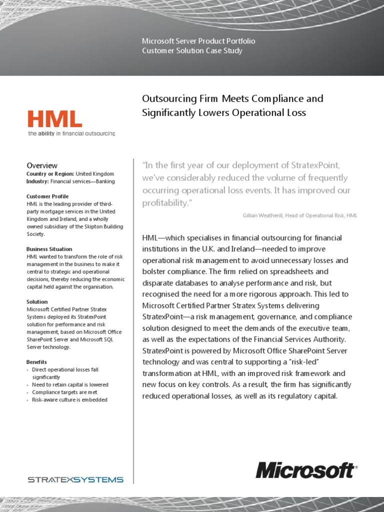 HML Risk Management Case Study | PDF | Risk Management | Operational Risk