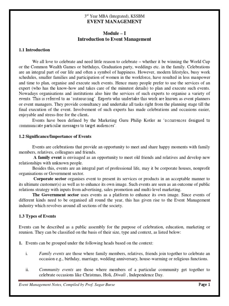 Event Management Module - I Introduction To Event Management | PDF ...