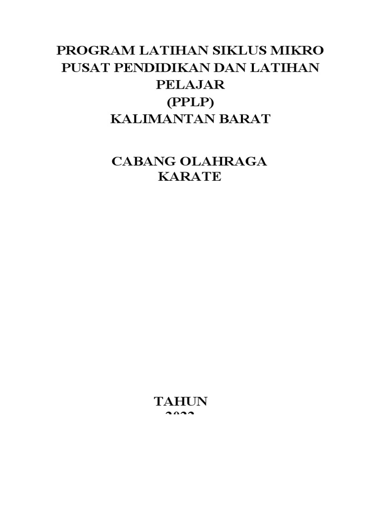 Program Latihan Micro Karate PPLP 2022 | PDF