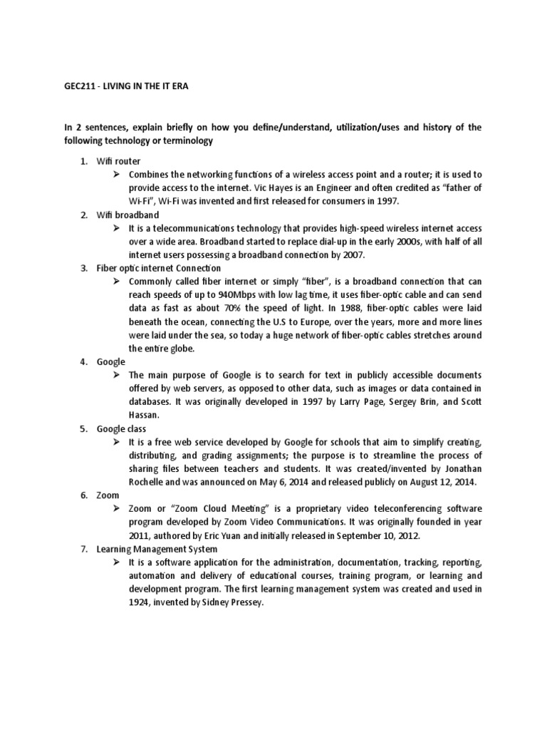 Living in The IT Era - Activity | PDF | Internet Access | Internet