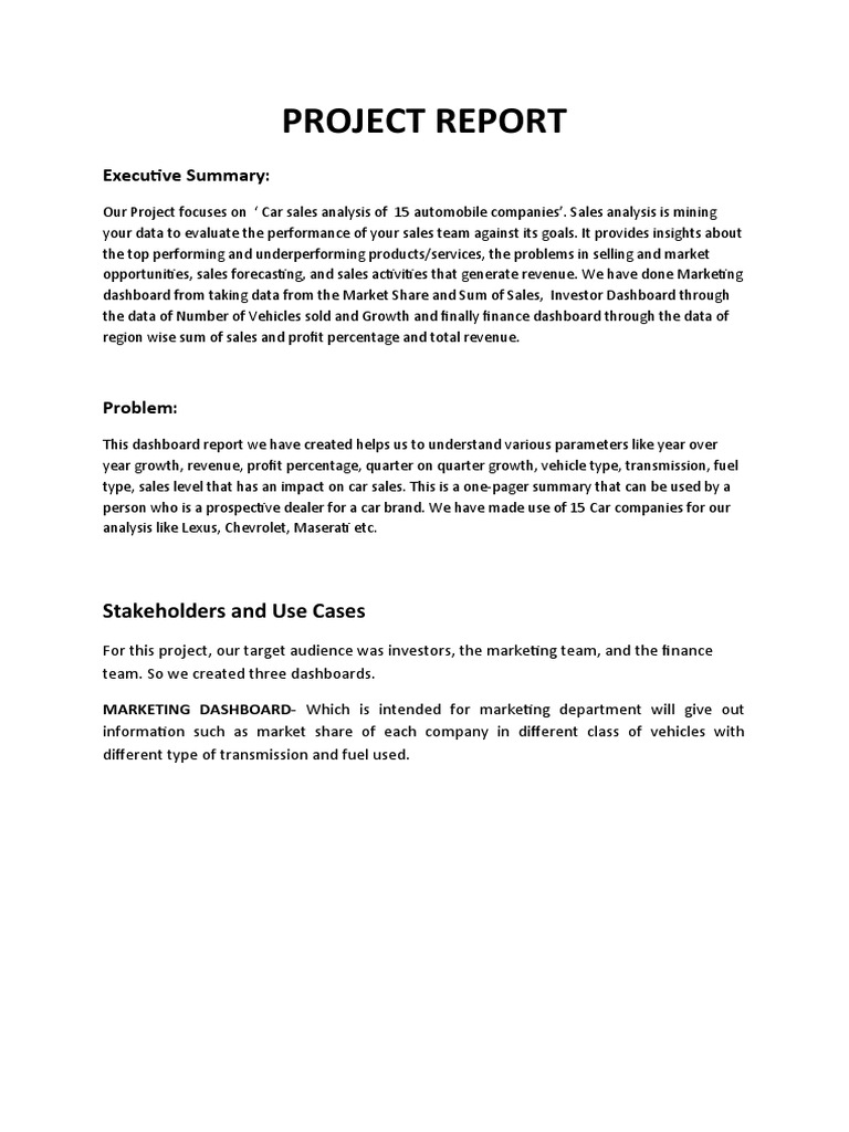 SPM Project Report1 | PDF | Car | Sales