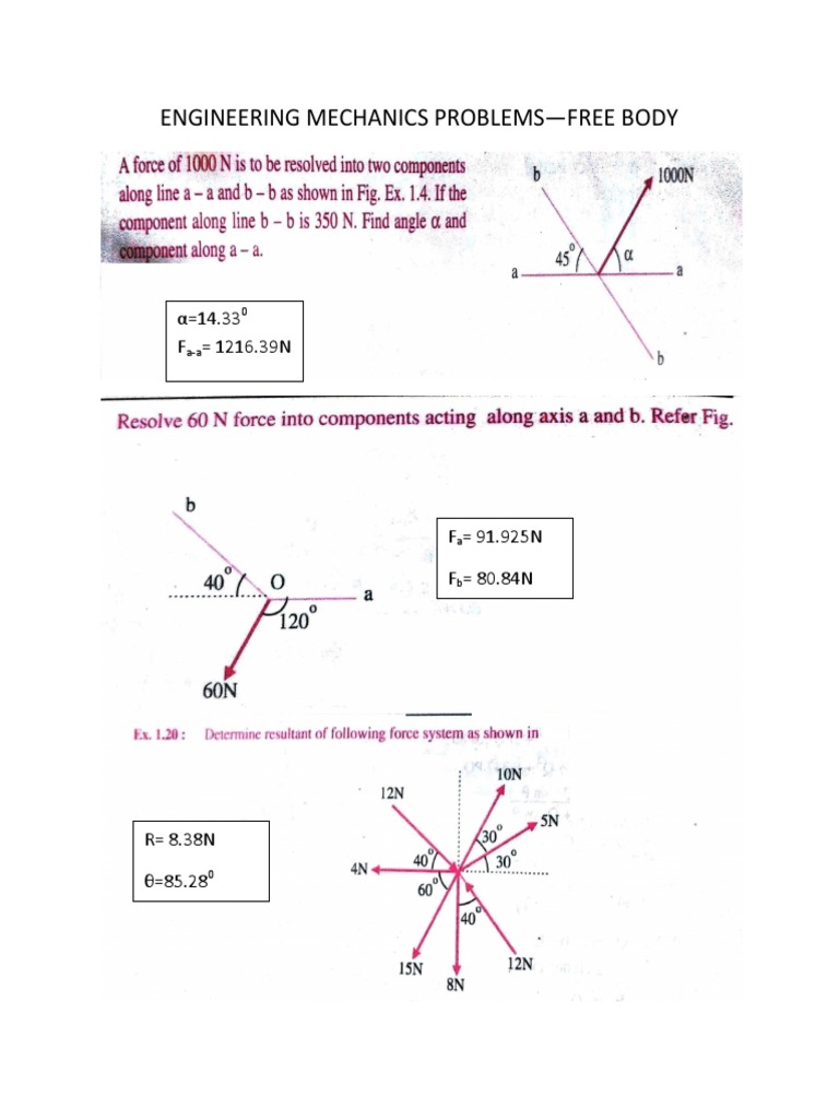 Engineering Mechanics Free Body Problems | PDF