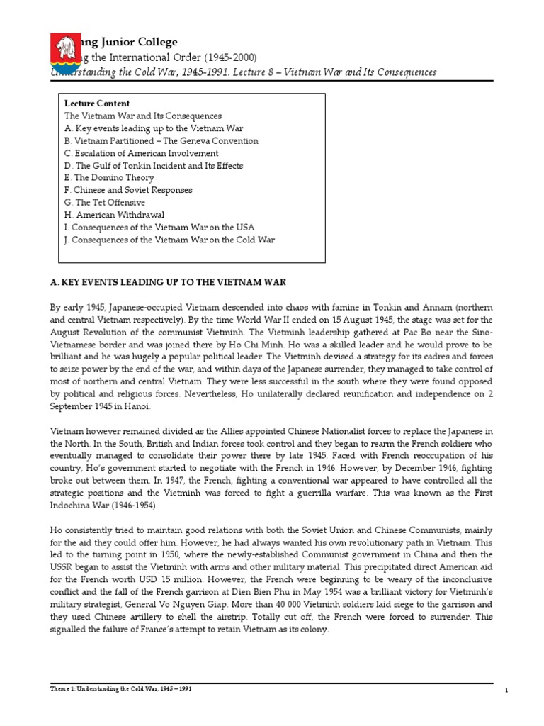 Lecture 8 Vietnam War and Consequences - Upload (2021) | PDF | Vietnam ...