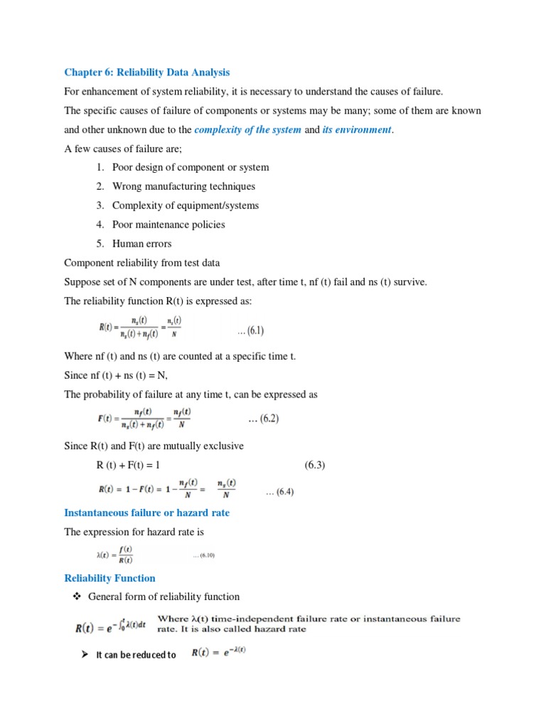 Chapter 6: Reliability Data Analysis: Complexity of The System Its ...