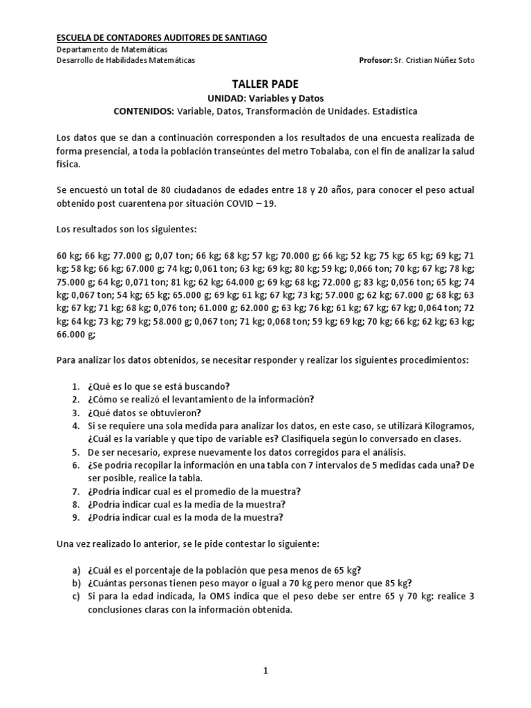 Taller N°1 - PADE | PDF | Salud y bienestar