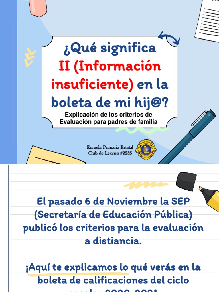 Qué Significa Información Insuficiente en La Boleta de Su Hijo | PDF ...