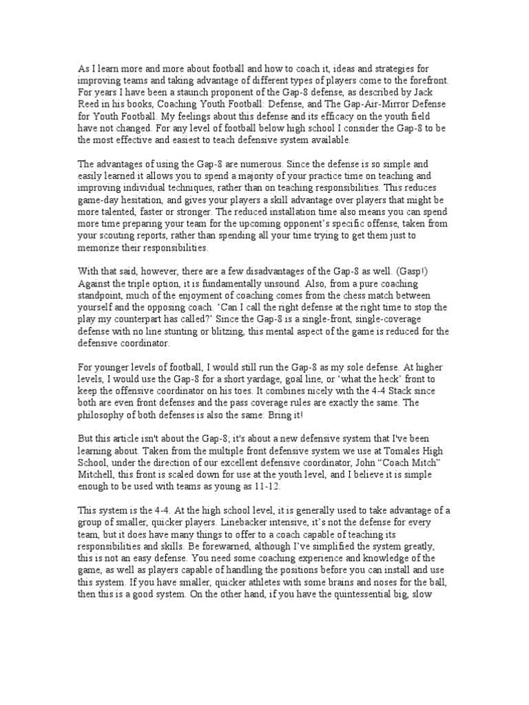 Youth Football 4-4 Defense Guide | PDF | Team Sports | Sports