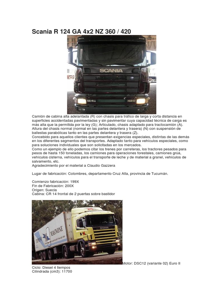 Scania R 124 GA 4x2 NZ 360 | PDF | Camión | Eje