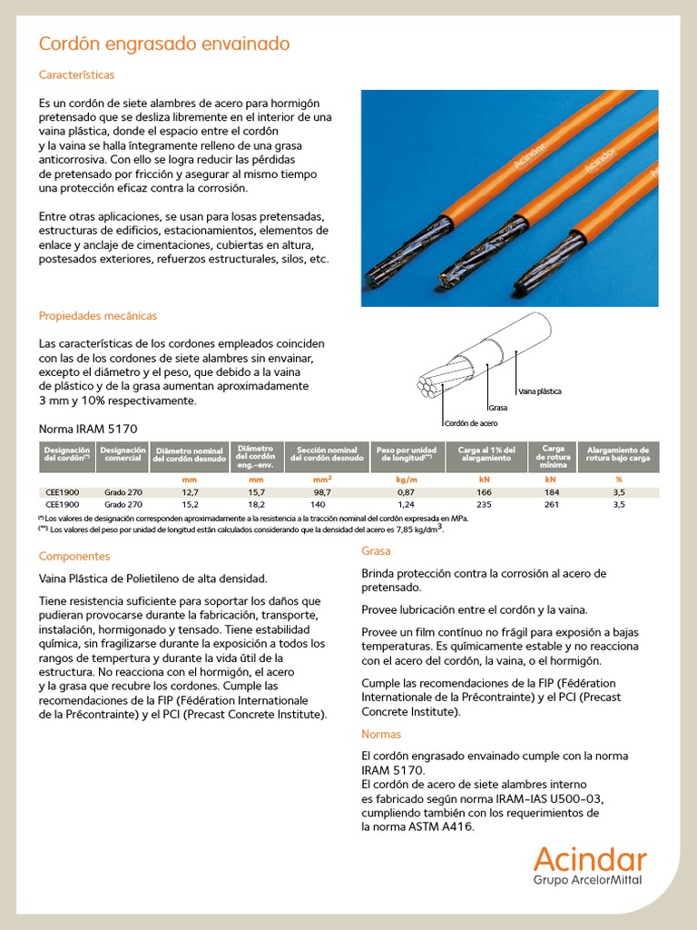Cable de 7 Hebras para Postensado | PDF | Hormigón pretensado | Acero