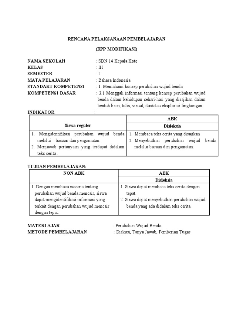 RPP-Modifikasi Disleksia | PDF