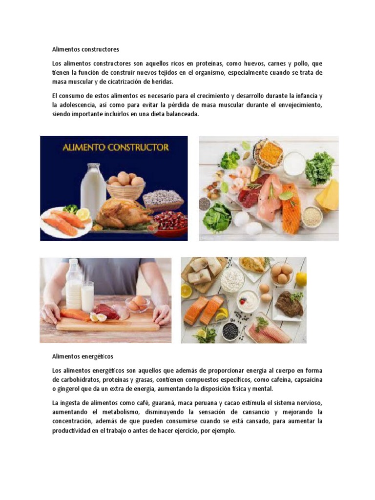 Alimentos Constructores | PDF | Cocina, comidas y vino