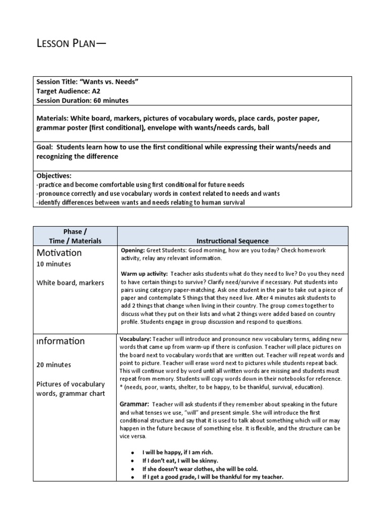 ELF Lesson Plan | PDF | Lesson Plan | Vocabulary