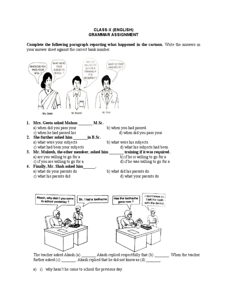 Grammar Assignment Class-10 | PDF