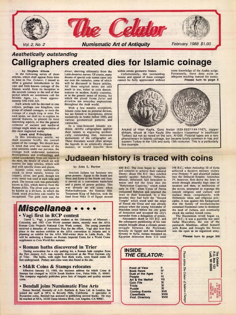Calligraphers Created Dies For Islamic Coinage: Miscellanea | PDF | Coins | Auction