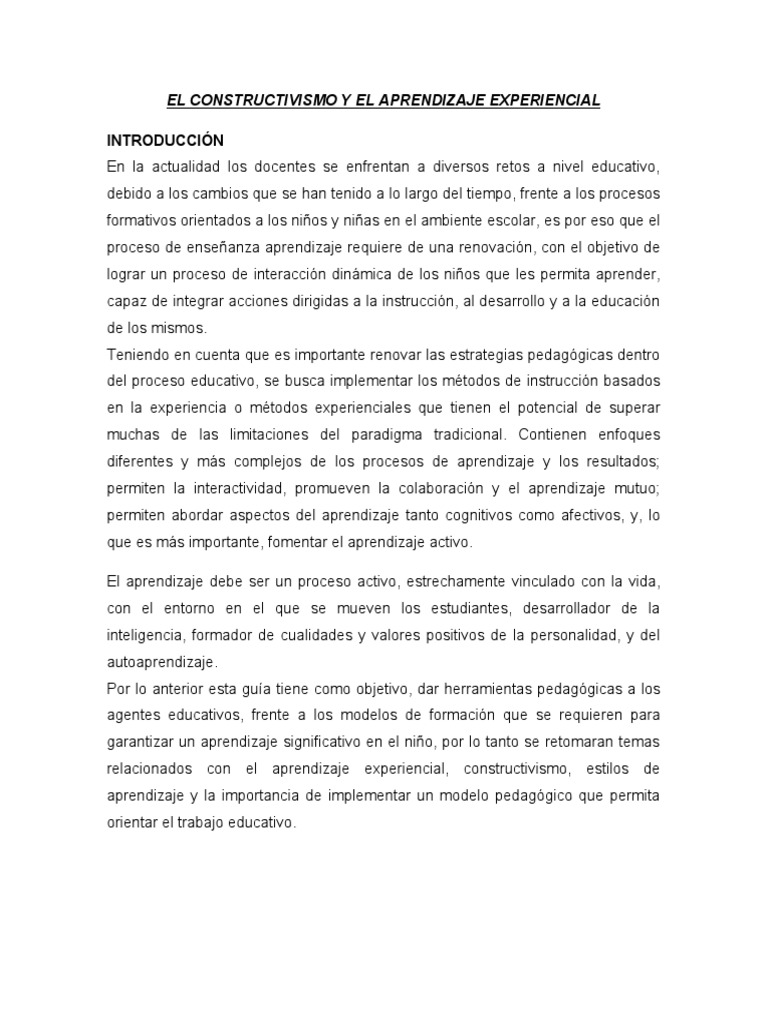 Modulo 3 El Constructivismo y El Aprendizaje Experiencial | PDF ...