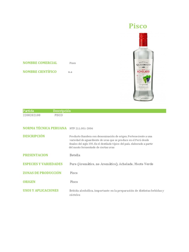 Ficha Tecnica Pisco | PDF