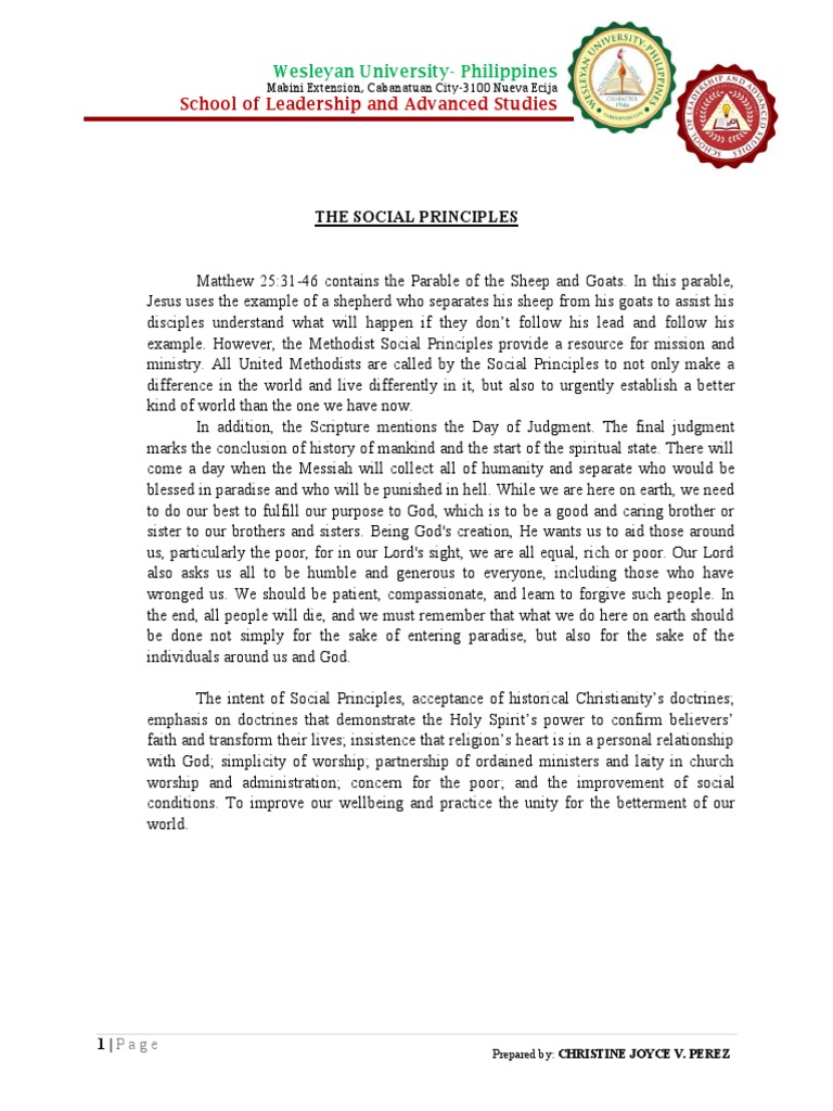 Methodist Social Principles | PDF | Methodism | Jesus