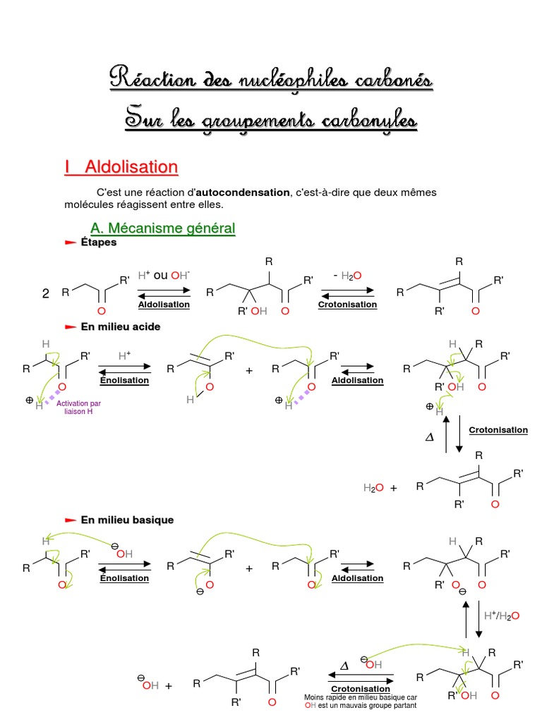 Mécanismes d'aldolisation et crotonisation | PDF | Réaction organique ...