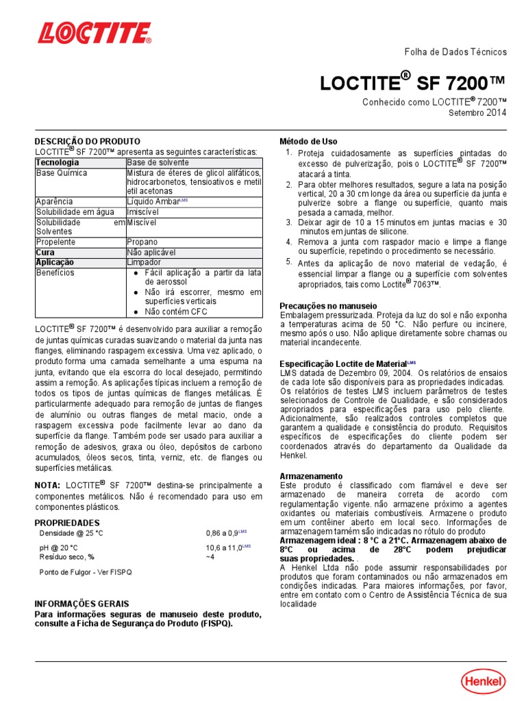 Loctite SF 7200 | PDF | Patente | Tinta