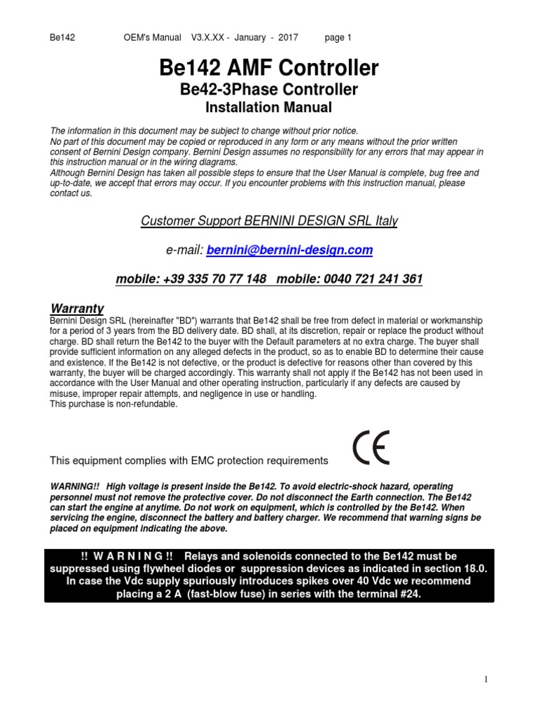 BE142 Be42 3phase Controller Installation Manual | PDF | Mains Electricity | Parameter (Computer ...