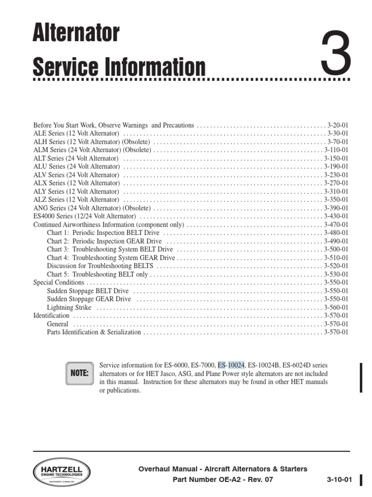 Alternator Service Information - Hartzell - Cap 3 | PDF | Aviation ...
