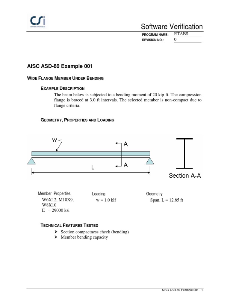 Aisc Asd-89 Example 001 | PDF | Bending | Buckling