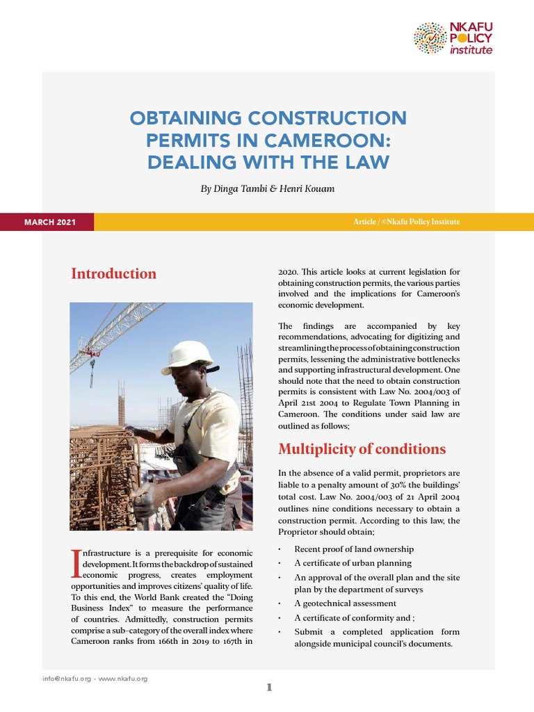 Obtaining Construction Permits in Cameroon Dealing With The Law | PDF ...