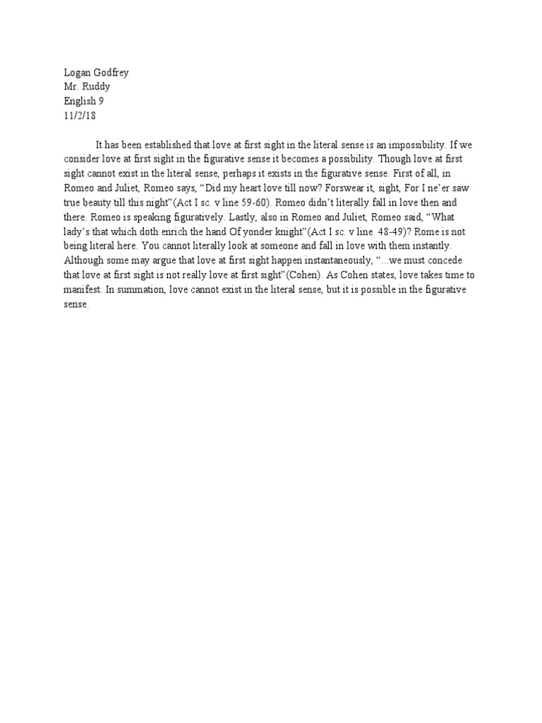 Love at First Sight Essay | PDF