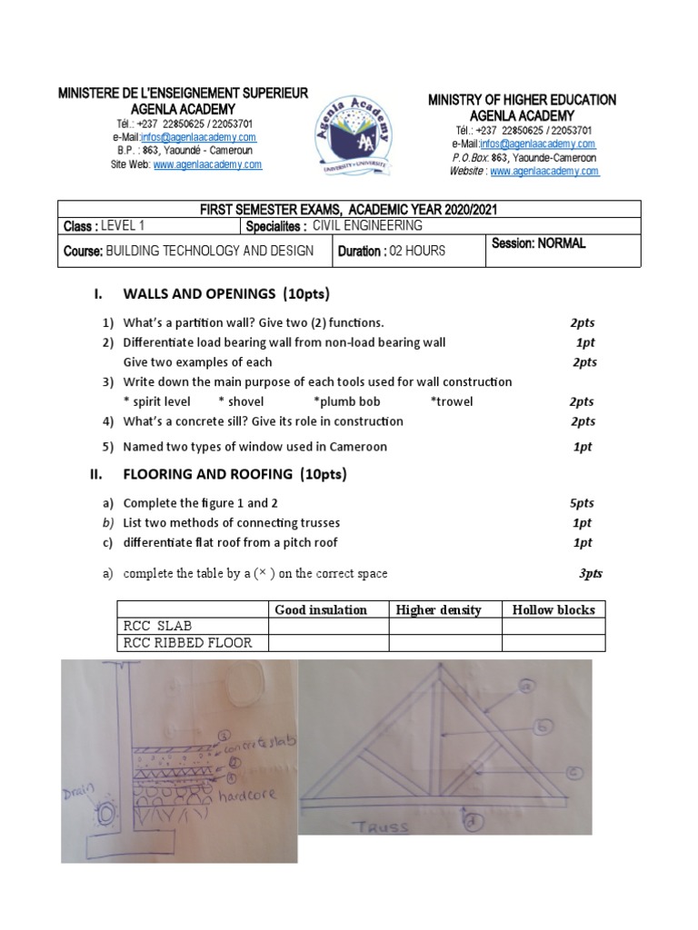 Building Tech Exam Level 1 2020/21 | PDF