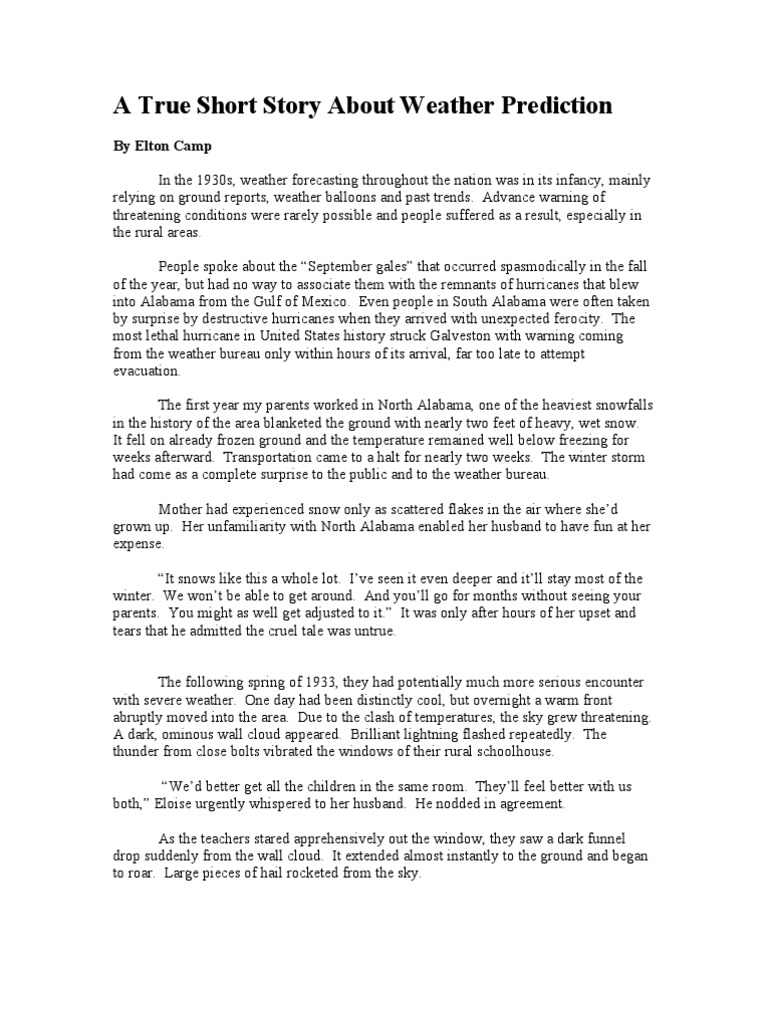 A True Short Story About Weather Prediction | PDF | Tornadoes | Weather