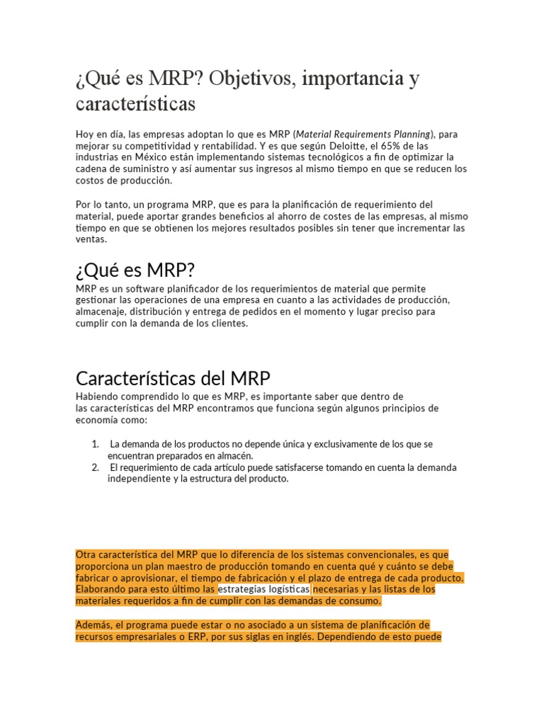Qué es MRP d | PDF