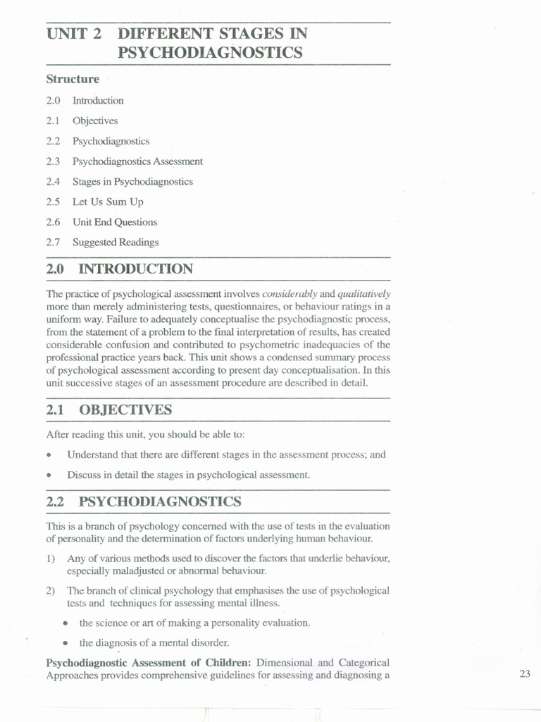 Stages of Psychodiagnostic Assessment: An Overview of the ...