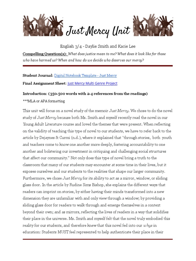 Just Mercy Lesson Planning Document | PDF | Lesson Plan | Information