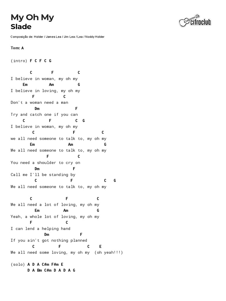 Cifra Club - Slade - My Oh My | PDF | Musical Compositions | Rock Songs