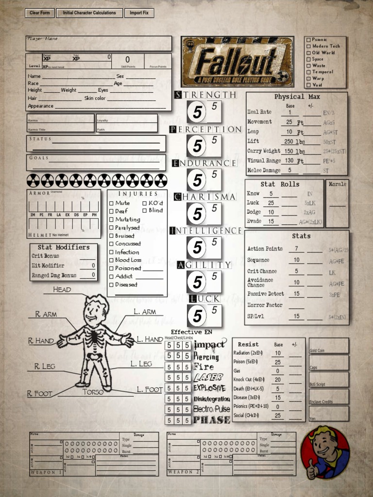 Zen Fallout Character Sheet (Interactive) | PDF | Gun