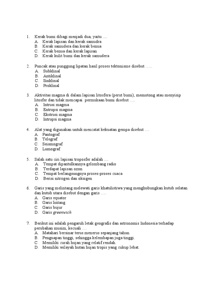 2015 - Geografi - SMA Matauli | PDF
