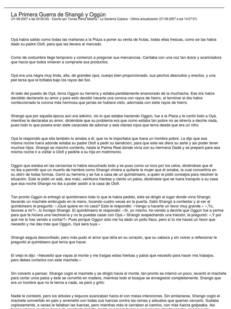 1era Guerra de Shango y Ogun | PDF | Poesía