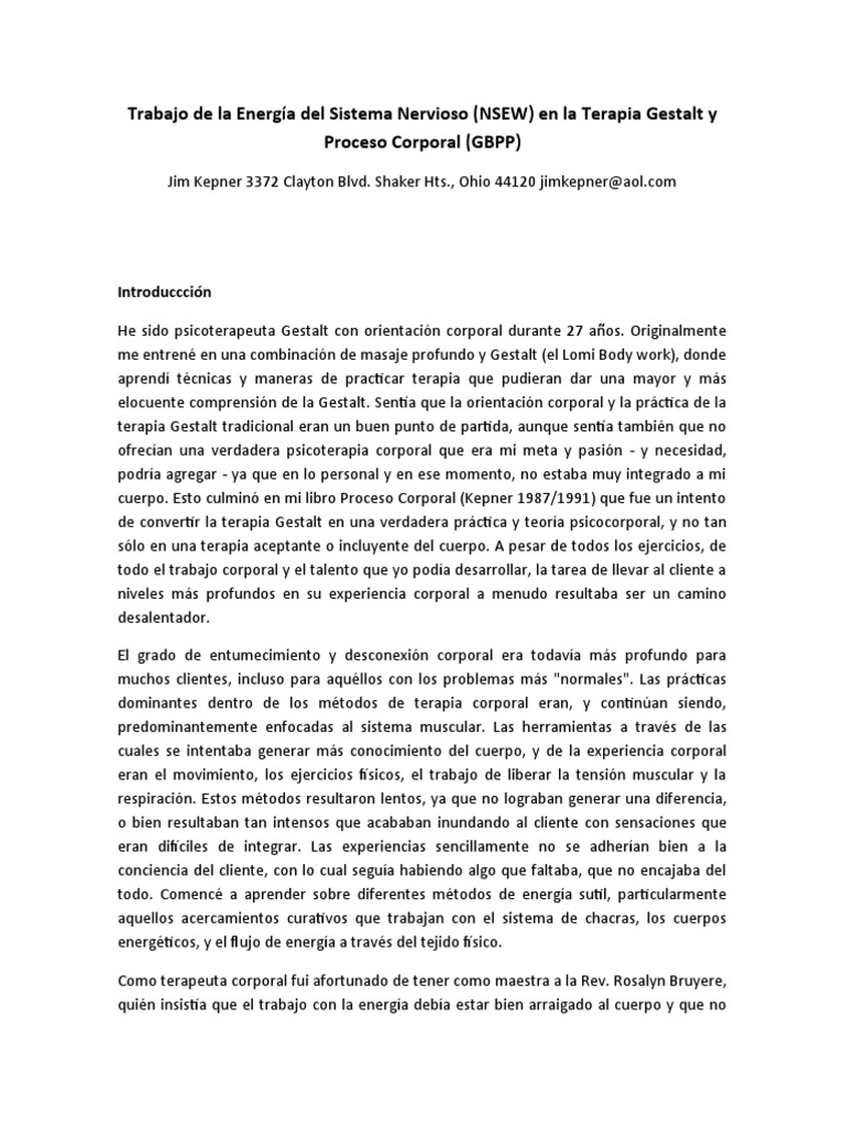 Jim Kepner - Trabajo de La Energía Del Sistema Nervioso | PDF | Las ...