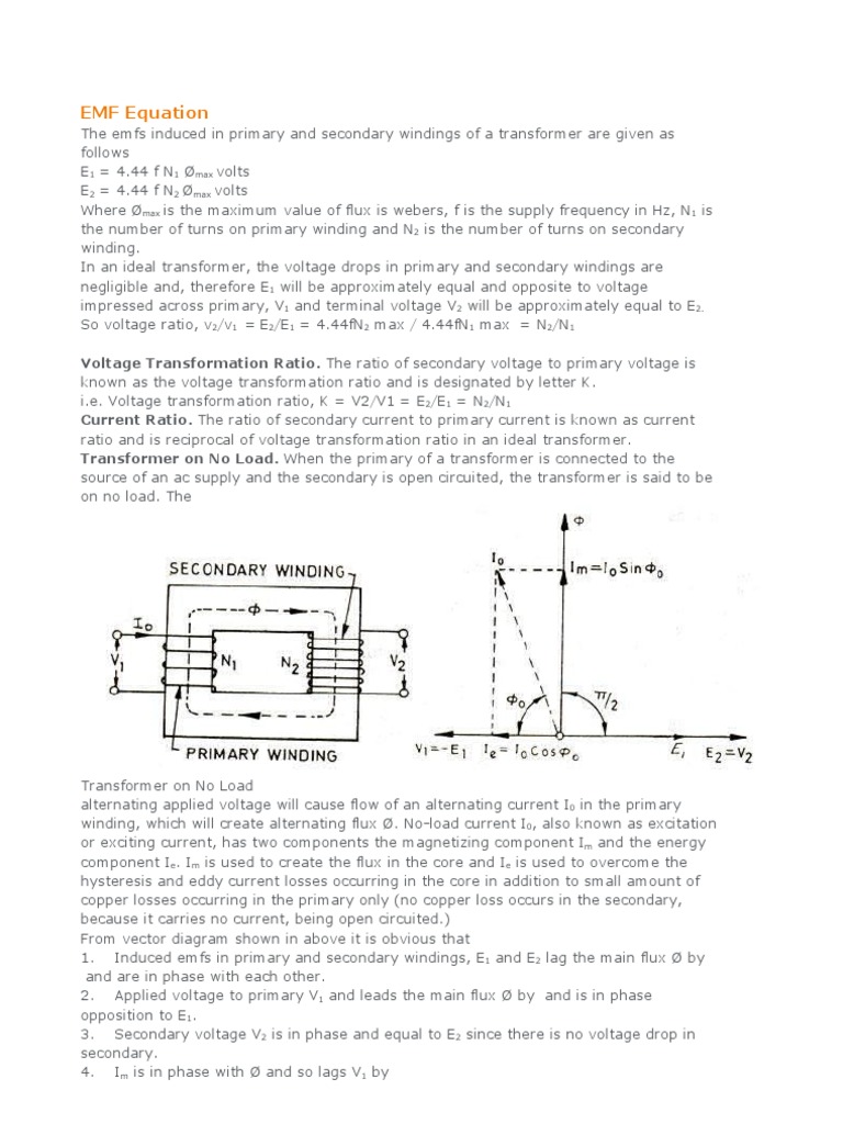 EMF Equation | PDF | Inductance | Transformer
