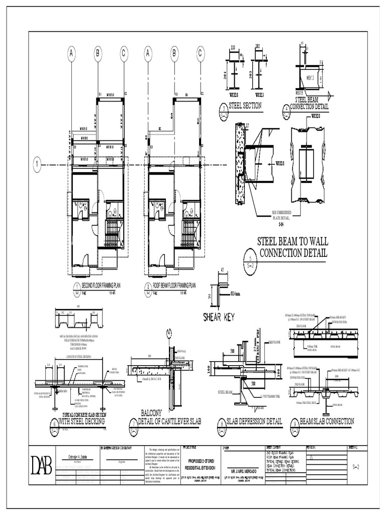 Connection Detail Steel Beam To Wall: A B C A B C | PDF | Architecture ...