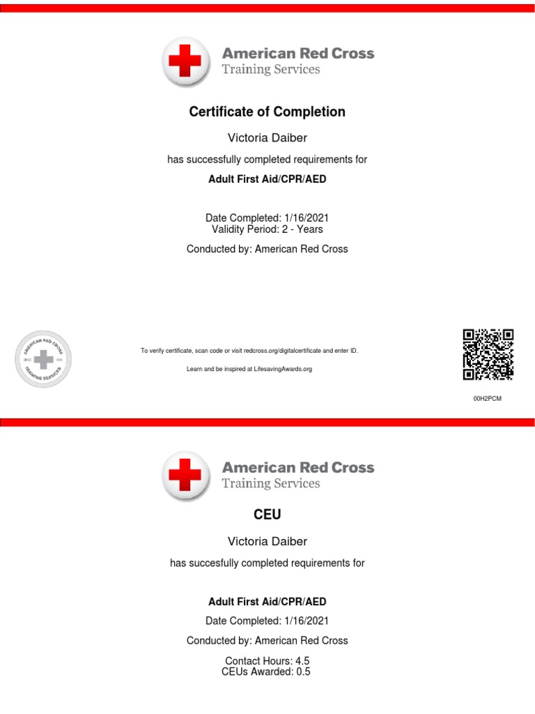 Red Cross Certificate 8 | PDF
