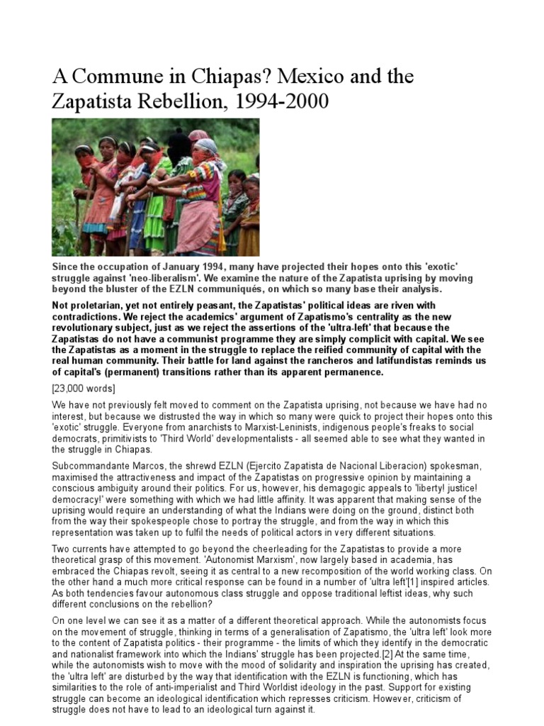 A Commune in Chiapas Mexico and The Zapatista Rebellion, 1994-2000 ...
