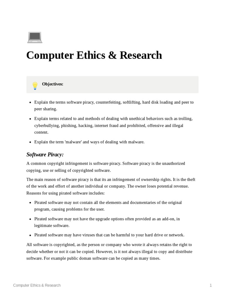 Computer Ethics Research | PDF